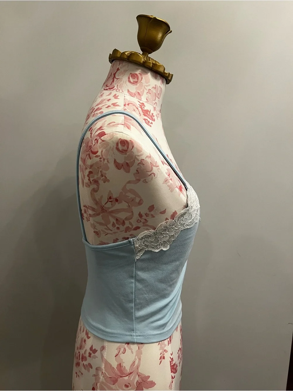 SHEIN | Tops | Shein Light Blue Lacetrim Cami Crop Top Duo | Poshmark